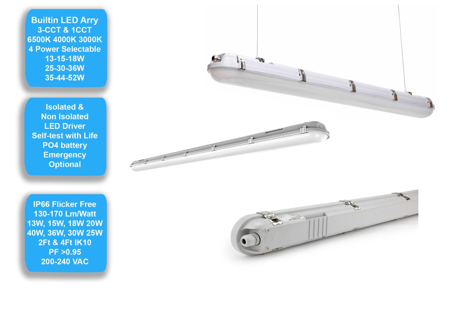 LTP Series LED Linear Light 40W (1200mm) with 3-CCT & Selectable ...